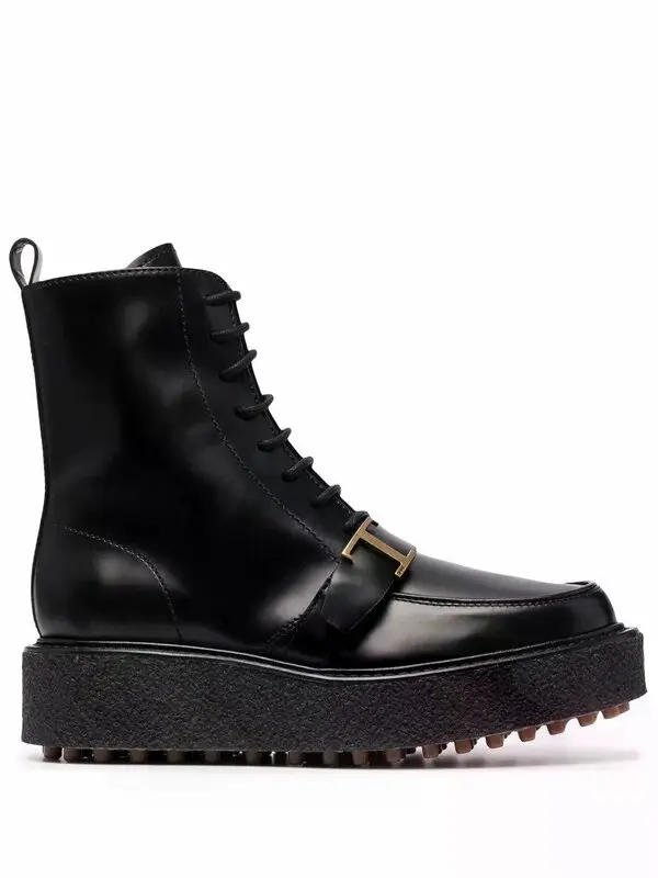 TOD'S T-buckle Detail Lace-up Ankle Boots