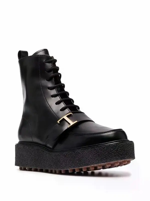 TOD'S T-buckle Detail Lace-up Ankle Boots