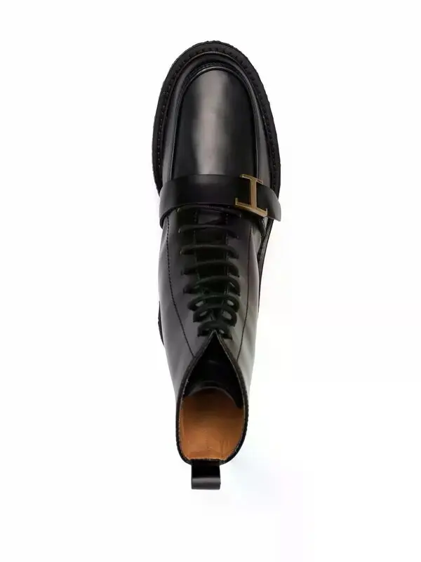 TOD'S T-buckle Detail Lace-up Ankle Boots