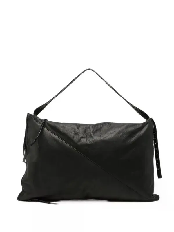 Isabel Benenato Oversized Panelled Leather Shoulder Bag - Black