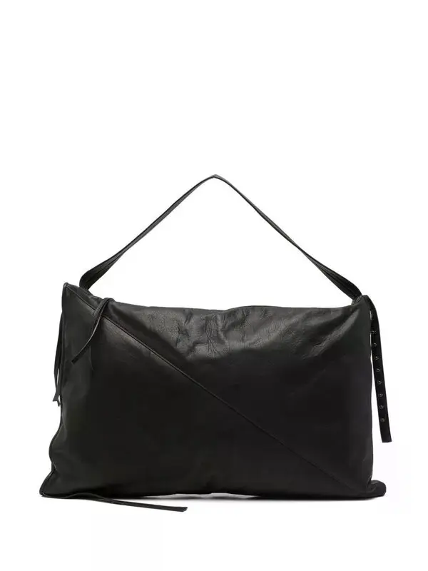 Isabel Benenato Oversized Panelled Leather Shoulder Bag - Black