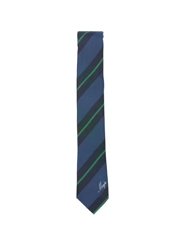 Maje Striped Silk Tie - Blue