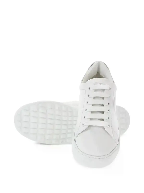 FERRAGAMO Gancini Print Leather Trainers - White