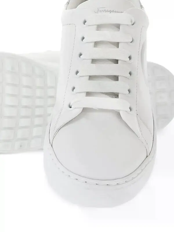 FERRAGAMO Gancini Print Leather Trainers - White