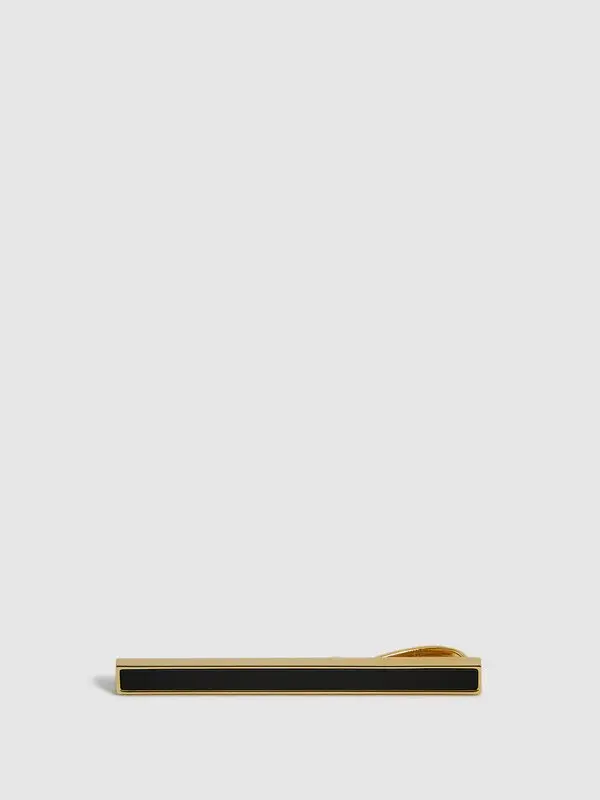 REISS Ardley Stone Insert Tie Bar Copper Zink Plain - Gold