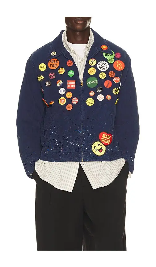 MadeWorn Button Ban Jacket In . Also - Navy