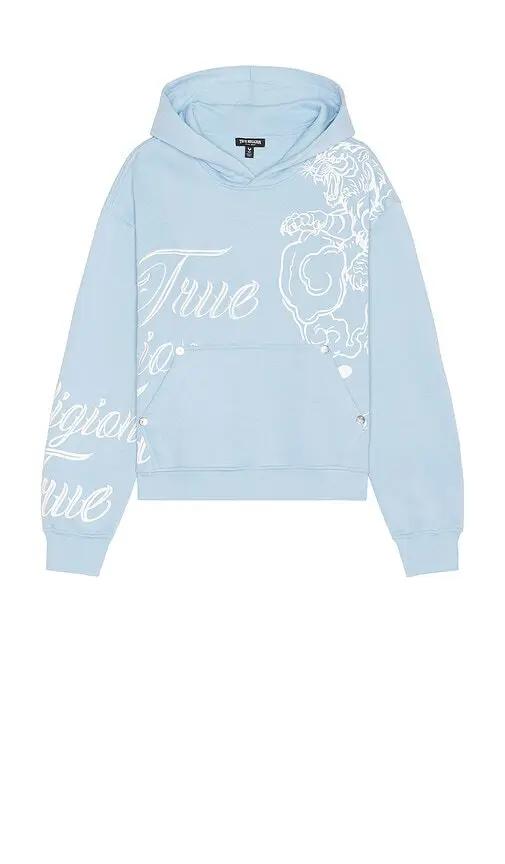 True Religion Tiger Script Boxy Hoodie In . Also