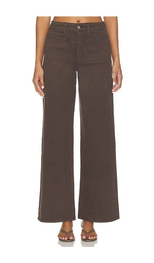 Paige Anessa With Front Yoke & Stitch Through Pockets Wide Leg Jeans In . Also - Brown