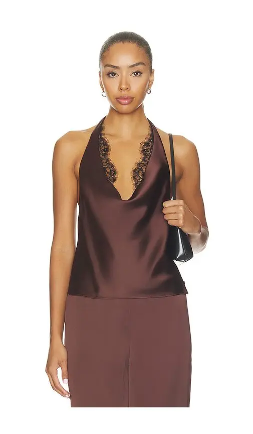 SEROYA Lovella Satin Top In . Also - Brown