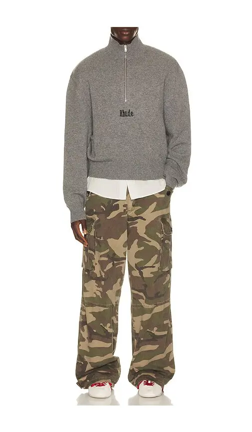 Rhude Quarter Zip Knit Top In . Also