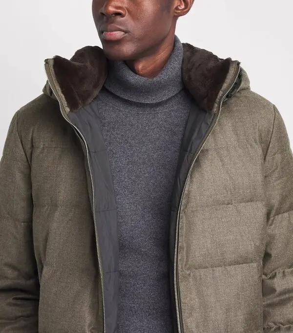YVES SALOMON Down Wool-silk Hooded Parka