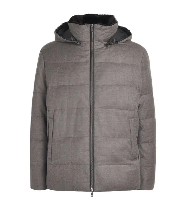YVES SALOMON Down Wool-silk Hooded Parka - Grey