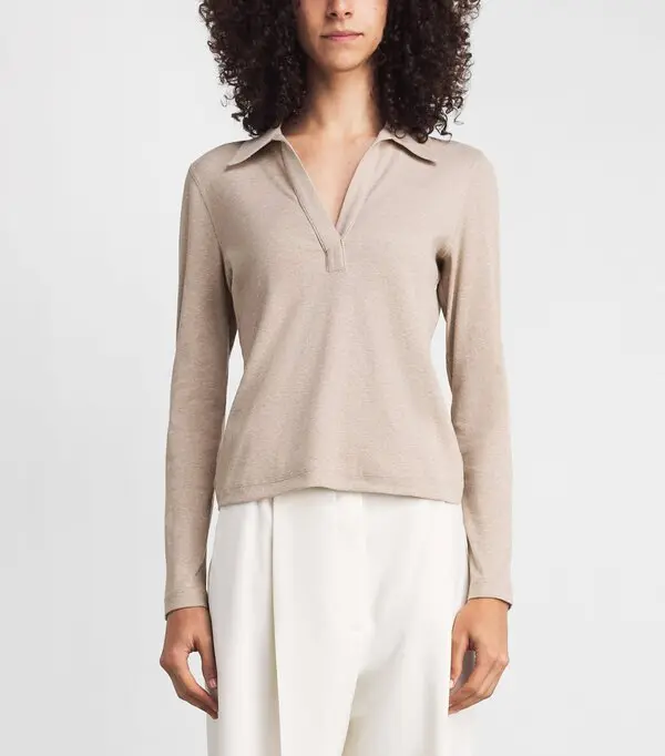 ME+EM Ribbed Long-sleeve Polo Sweater
