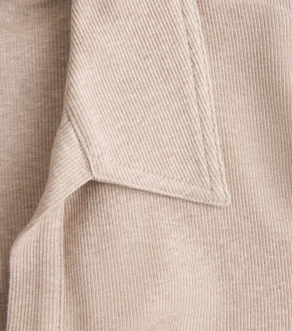 ME+EM Ribbed Long-sleeve Polo Sweater