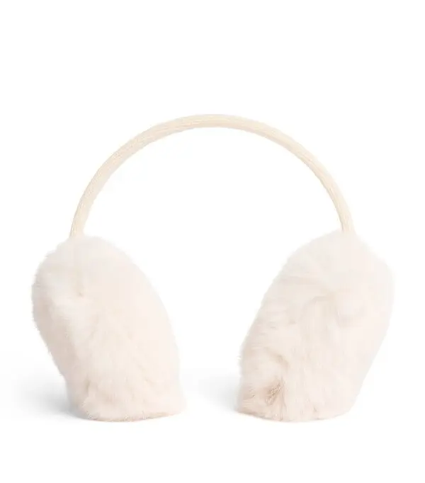 YVES SALOMON Rabbit Fur Knitted Earmuffs - Black