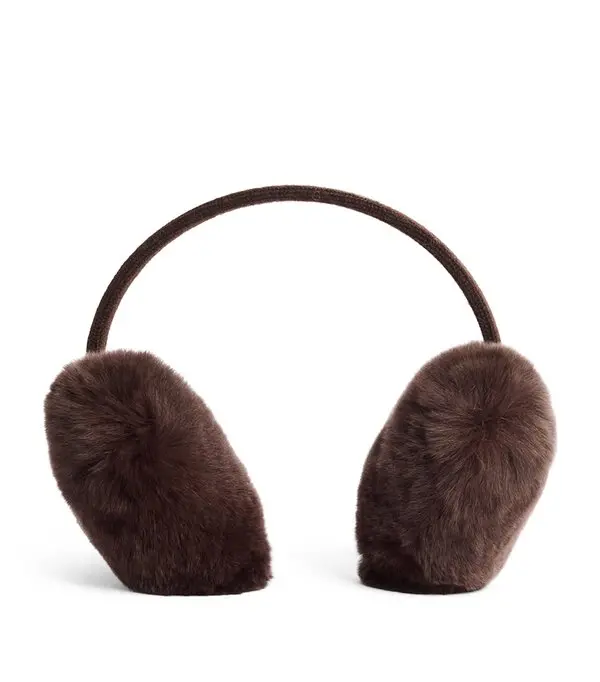 YVES SALOMON Rabbit Fur Knitted Earmuffs - Brown