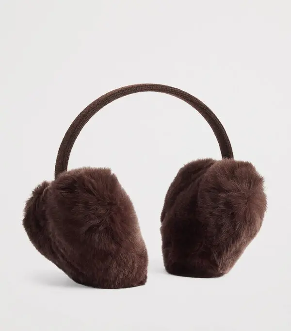 YVES SALOMON Rabbit Fur Knitted Earmuffs - Brown