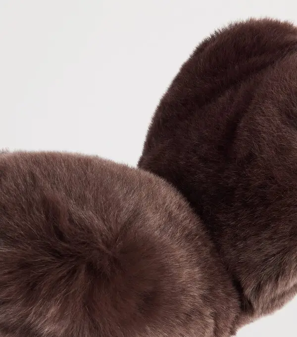 YVES SALOMON Rabbit Fur Knitted Earmuffs - Brown