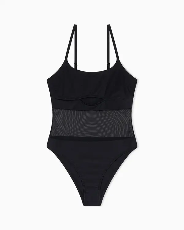 Armani Exchange Minimal Chic Swimsuit In Recycled Stretch Nylon
