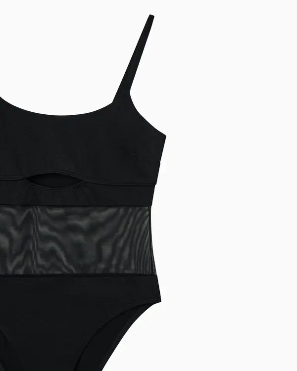 Armani Exchange Minimal Chic Swimsuit In Recycled Stretch Nylon