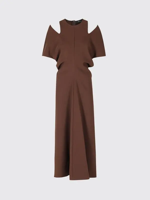 Federica Tosi Wool Blend Midi Dress With Cut-out Shoulders