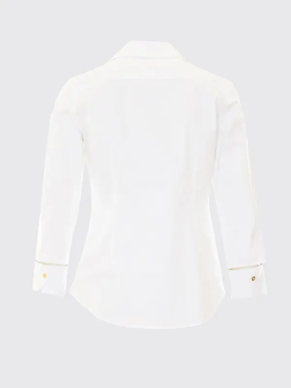 Elisabetta Franchi Slim Fit Stretch Cotton Deep V-neck Shirt