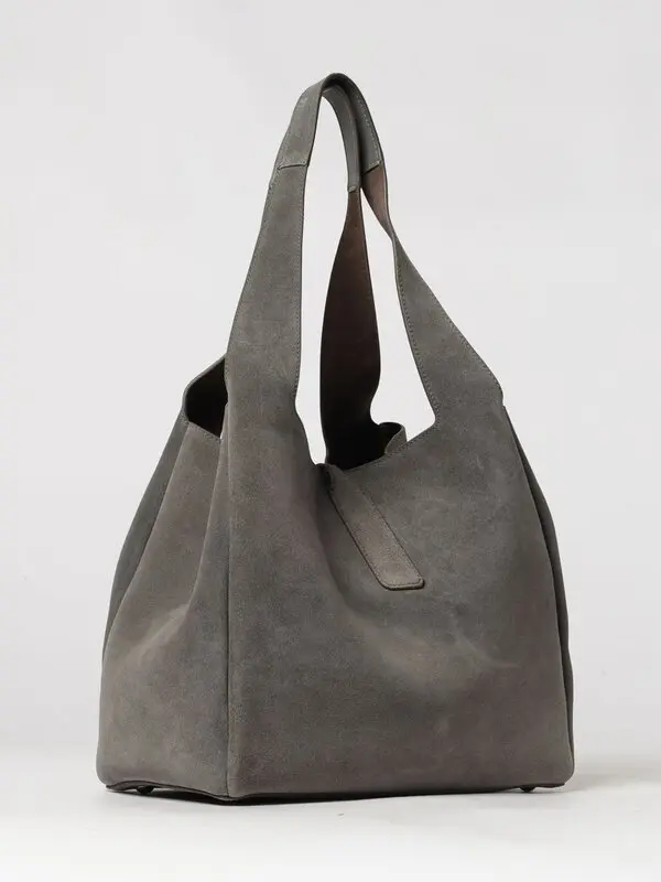 Hogan Suede Shoulder Bag With H Logo - Grey