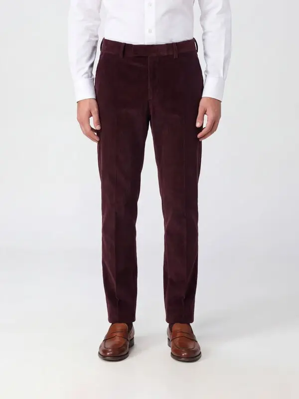PT TORINO Slim Fit Corduroy Cotton Chino Trousers - Plum