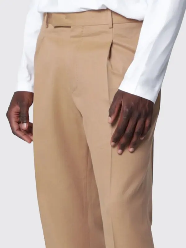 PT TORINO Slim Fit Tailored Virgin Wool And Cotton Blend Pants With Off-center Fastening - Rope