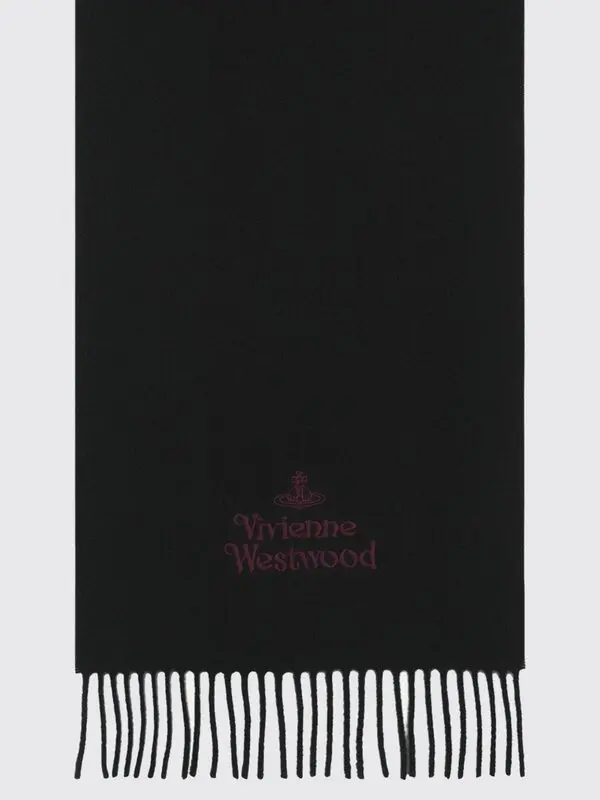 VIVIENNE WESTWOOD Wool Scarf With Contrast Logo And Fringes