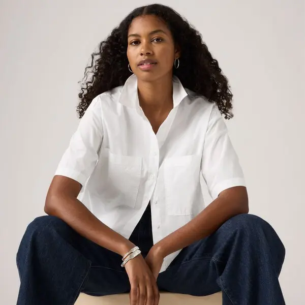 LEVI'S Harlie Cropped Short-sleeve Shirt - White
