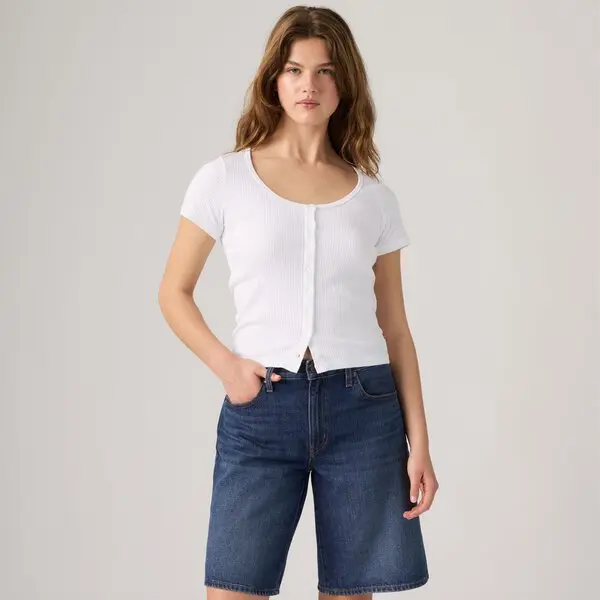 LEVI'S Austen Button Up Short Sleeve Top - White