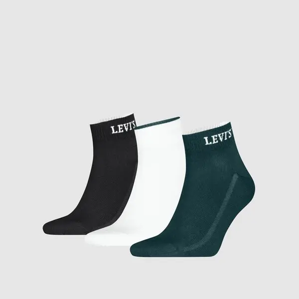 LEVI'S Mid Cut Logo Socks 3 Pack - Black