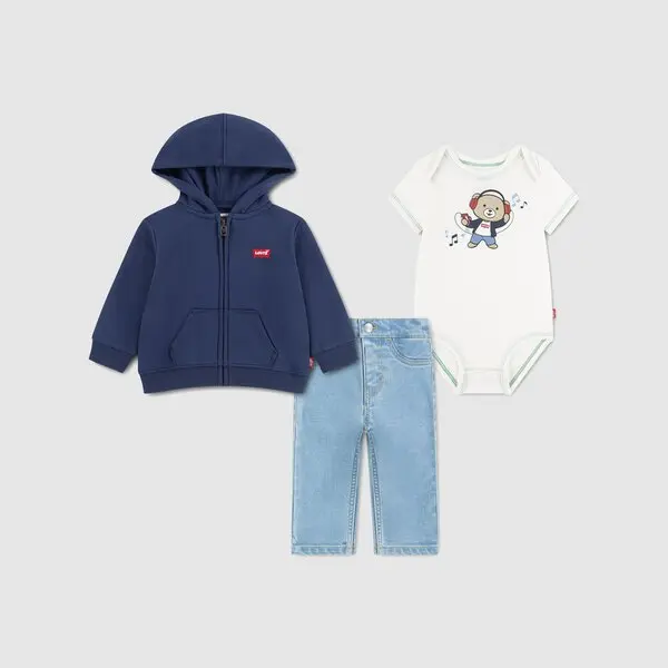 LEVI'S Baby Three-piece Hoodie Set - Blue