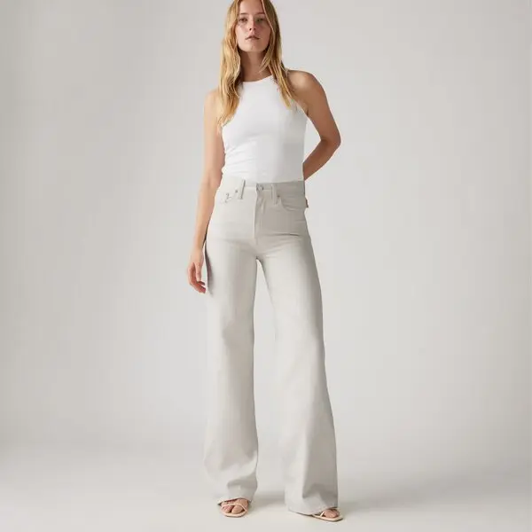 LEVI'S Ribcage Wide Leg Linen Trousers - Grey
