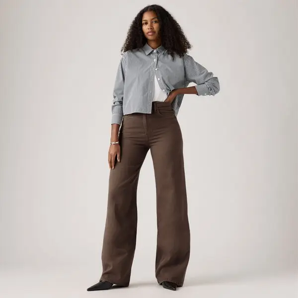 LEVI'S Ribcage Wide Leg Linen Trousers - Brown
