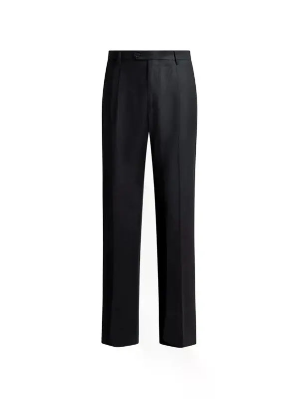 Etro Wool Flannel Trousers With Crease Detail - Black