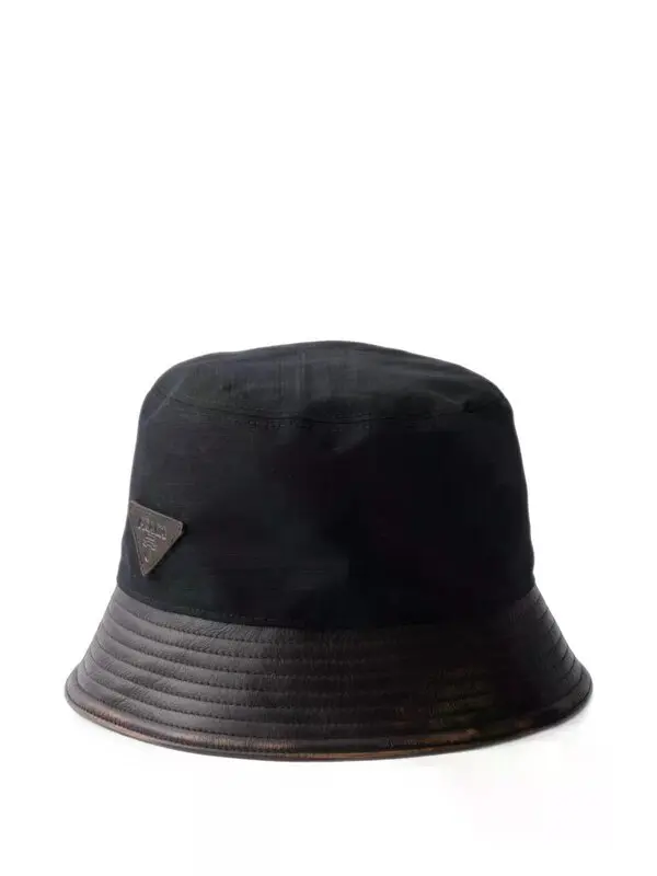 Prada Technical Cotton And Leather Bucket Hat - Black