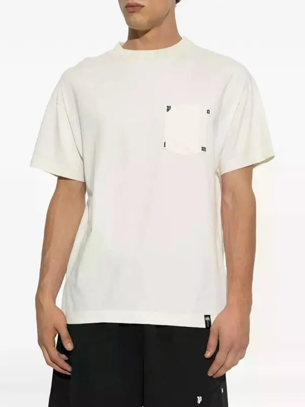 Palm Angels Logo-print Pocket T-shirt - Neutrals