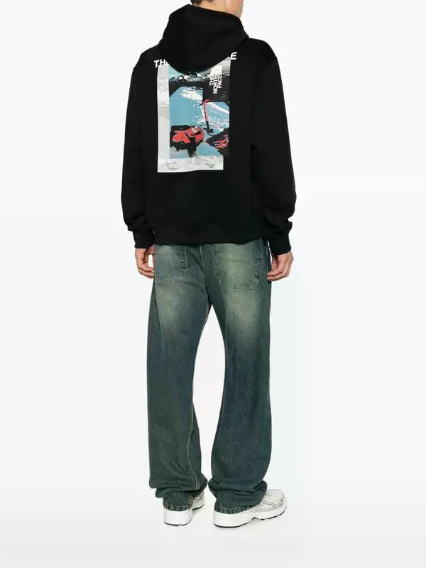 The North Face Graphic Print Drawstring Hoodie - Black