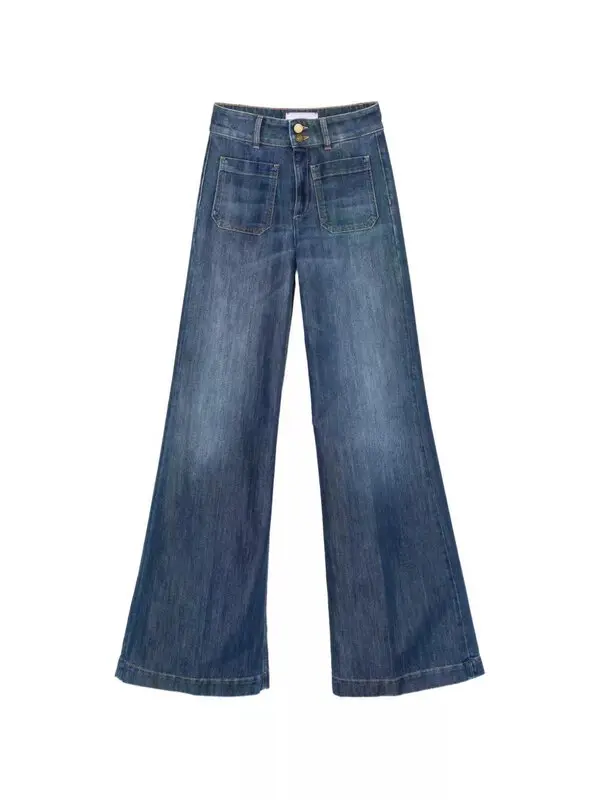Seafarer Patch-pocket Wide-leg Jeans - Blue
