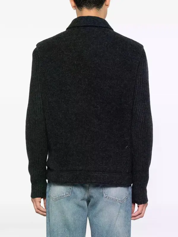 Eleventy Ribbed-knit Panelled Wool Jacket