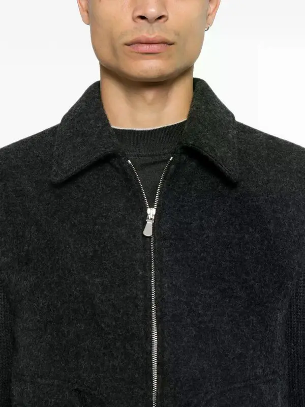 Eleventy Ribbed-knit Panelled Wool Jacket
