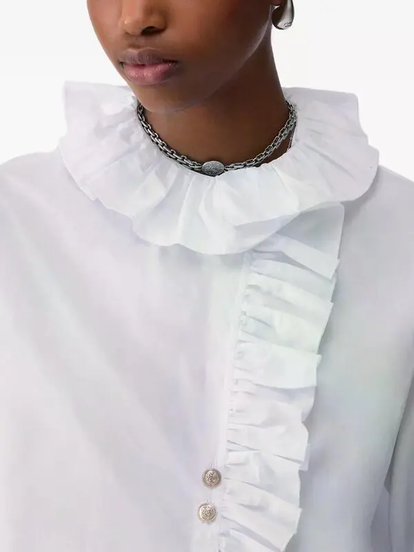 Liu Jo Poplin Shirt With Decorative Ruffles And Buttons