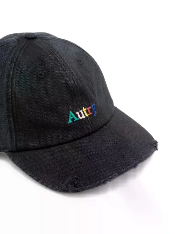 AUTRY Distressed Embroidered-logo Baseball Cap
