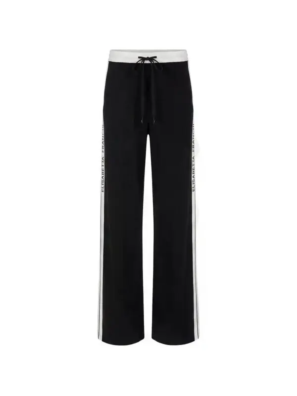Elisabetta Franchi Knit Trousers With Logo - Black