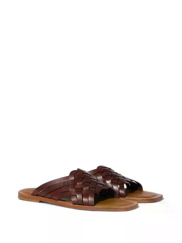 Miu Miu Woven Leather Flat Sandals