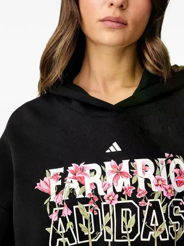 Adidas X Farm Rio Floral-print Hoodie - Black