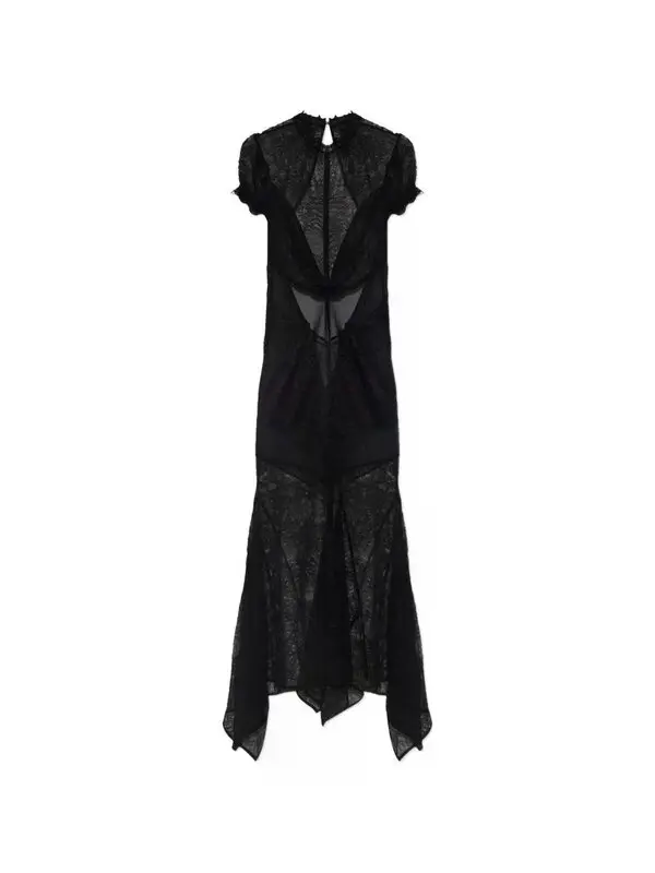 Attico Lace-panelled Open-back Midi Dress - Black