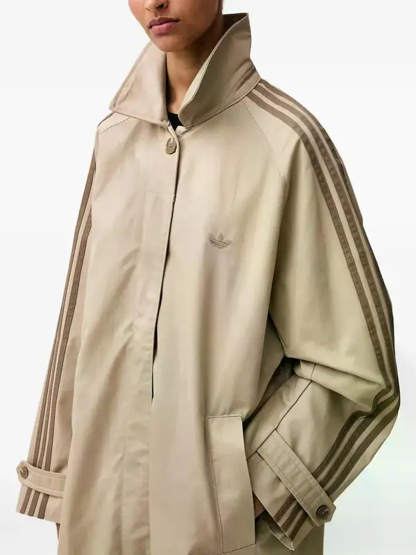 Adidas Mac 3-stripes Logo-embroidered Trench Coat - Neutrals